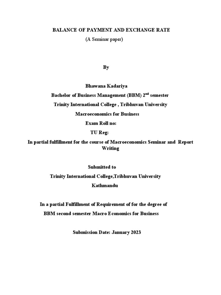 Balance of Payment and Exchange Rate | PDF | Balance Of Payments ...
