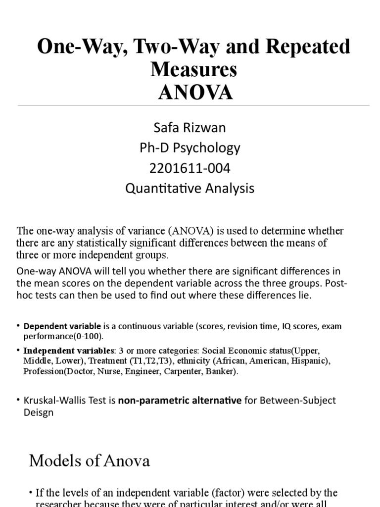 One Way Anova | PDF | Analysis Of Variance | Generalized Anxiety Disorder