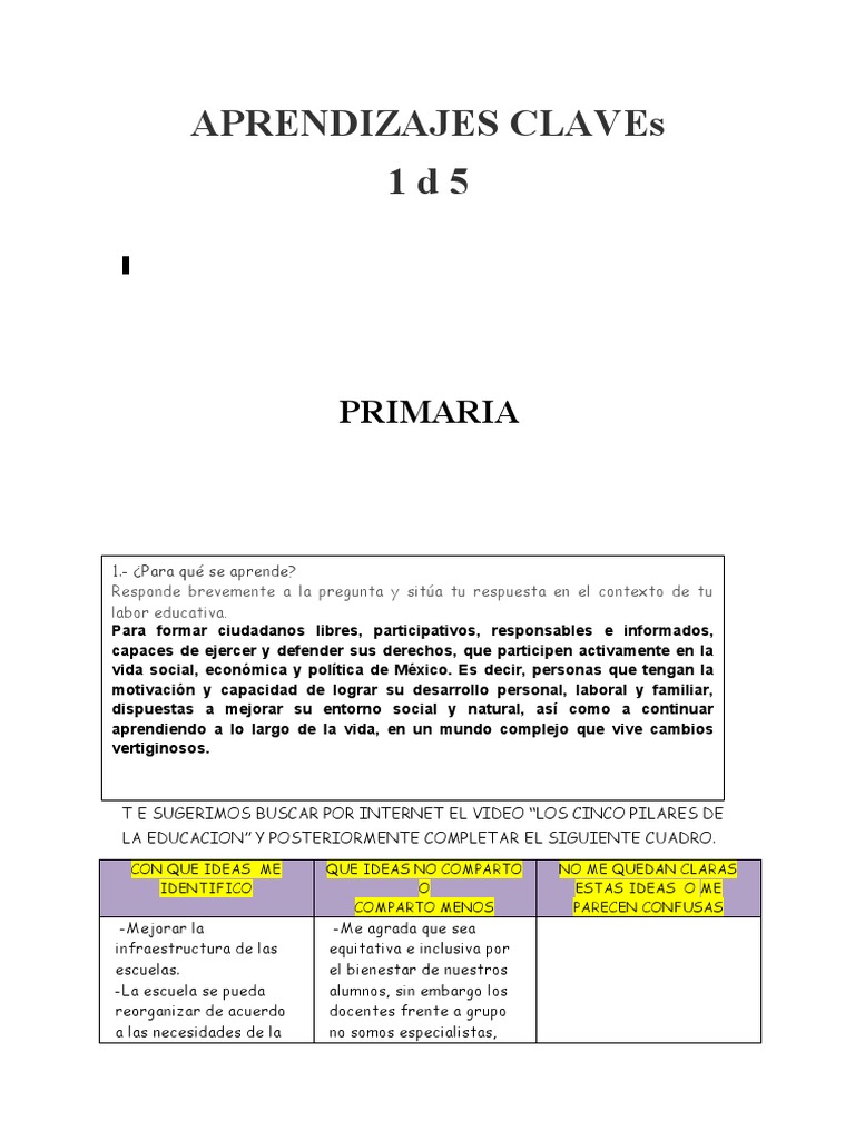 Aprendizaje Clave Primaria | PDF | Enseñando | Aprendizaje
