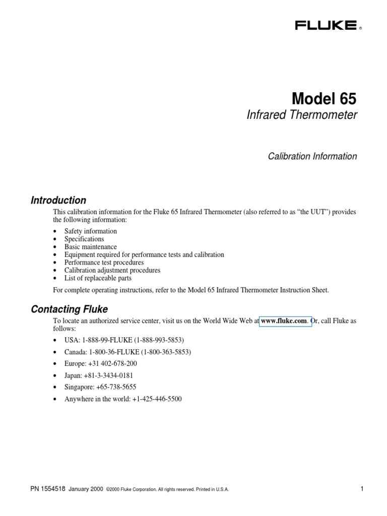 Fluke 65 Calibration Manual | PDF | Thermometer | Calibration