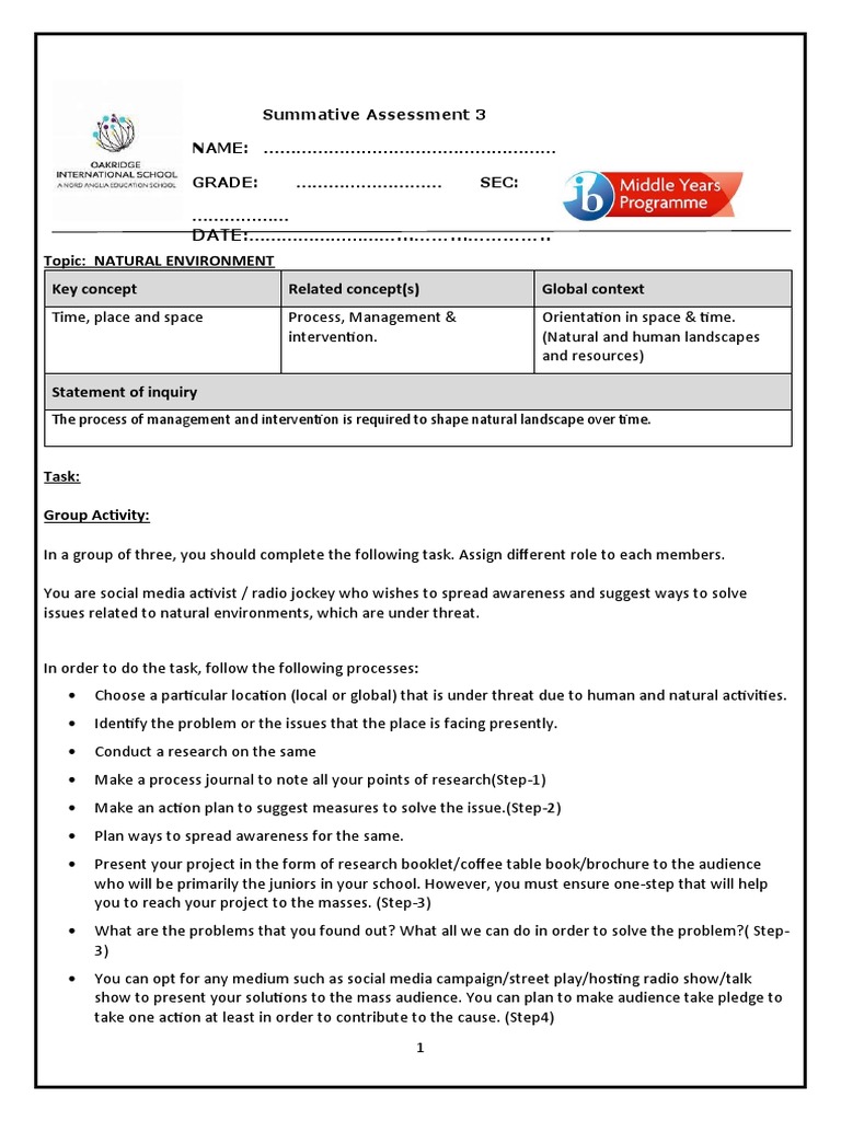 Unit 3 Natural Environment Sa Geography Myp4 2021 22 Pdf Knowledge