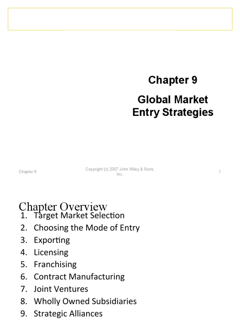Entry Modes | PDF | Franchising | License