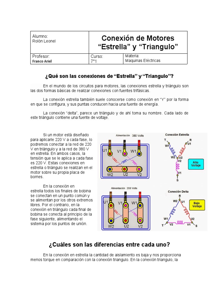 Diferencias entre conexiones estrella y triángulo | PDF | Corriente ...