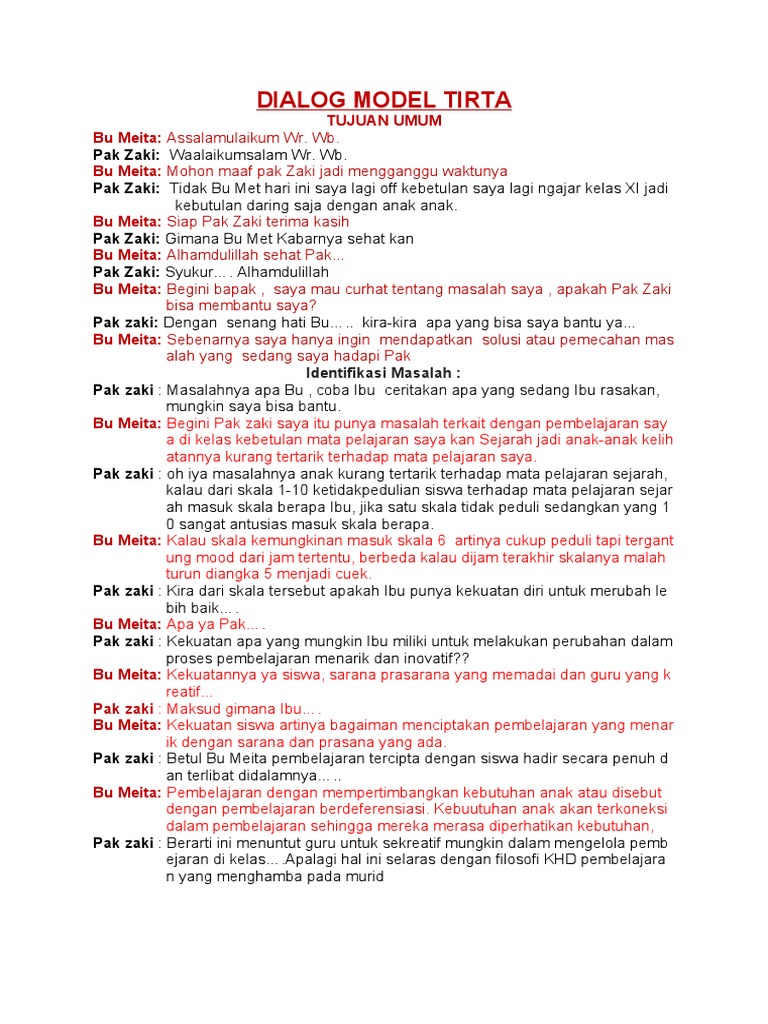 Dialog Model Tirta | PDF