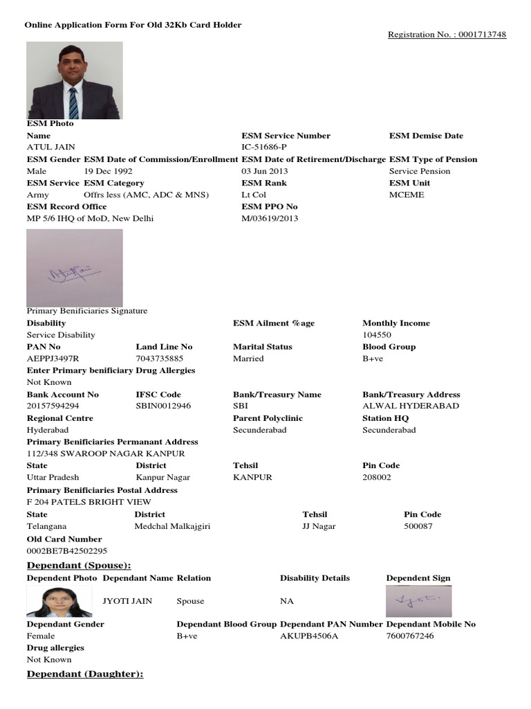 ECHS Application Form | PDF