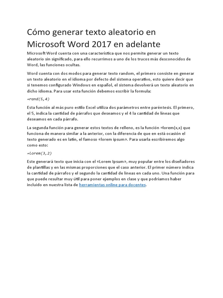 Experimento Texto Random | PDF | Tecnología