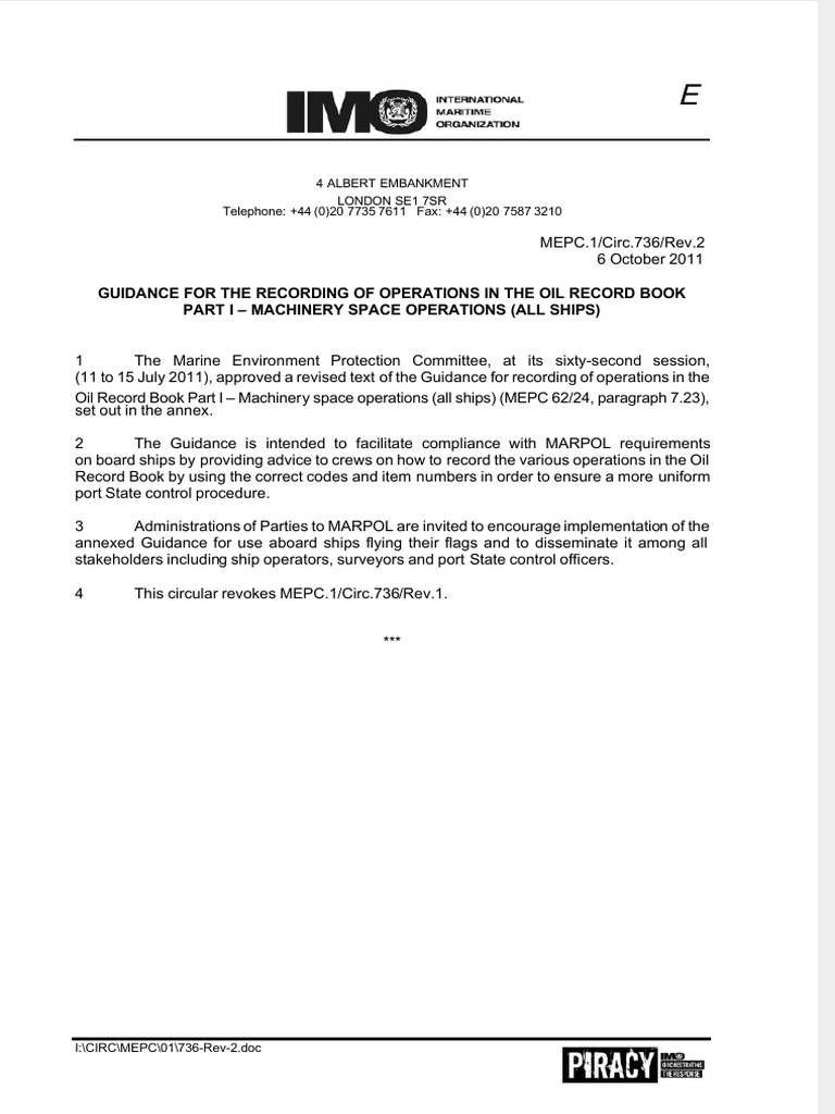 MEPC.1/Circ.736 Rev 2 Guidance | PDF | Fuel Oil