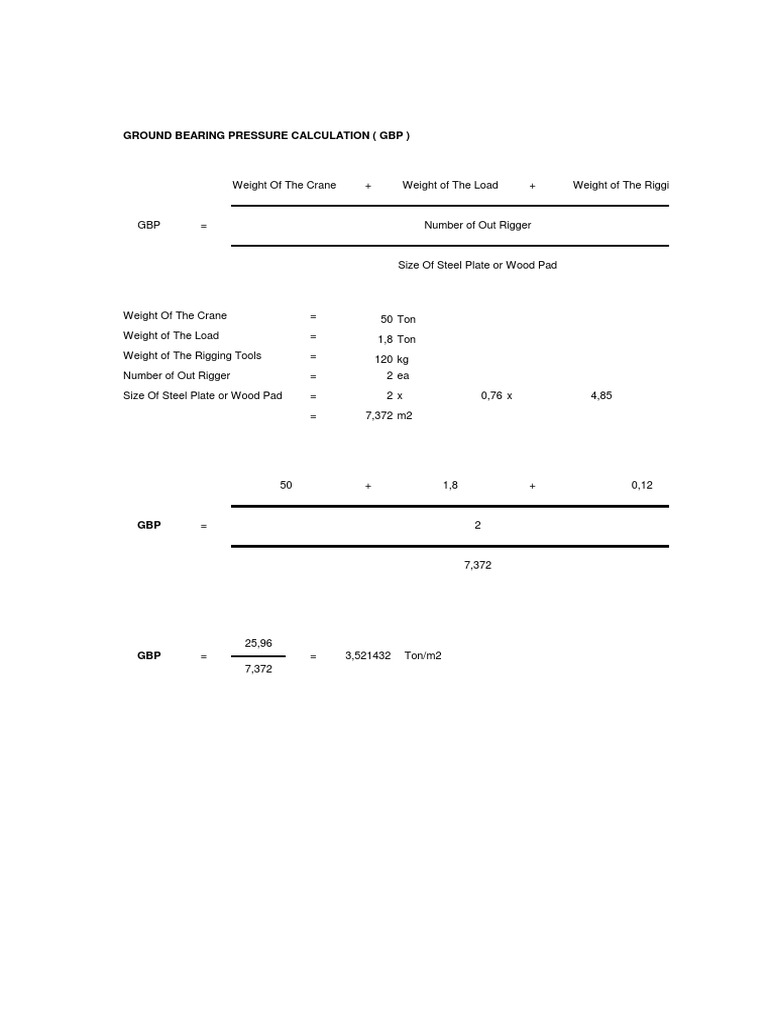 Ground Bearing Pressure Calculation (GBP) | PDF