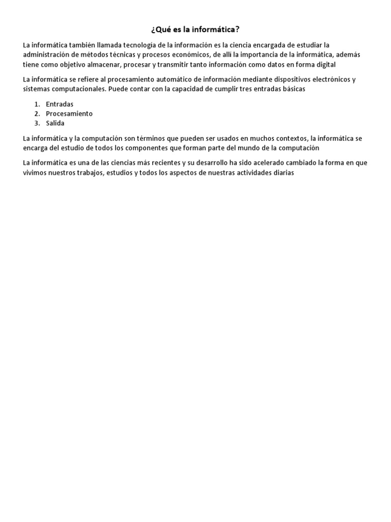 Qué Es La Informática | PDF | Informática | Tecnologías de la información