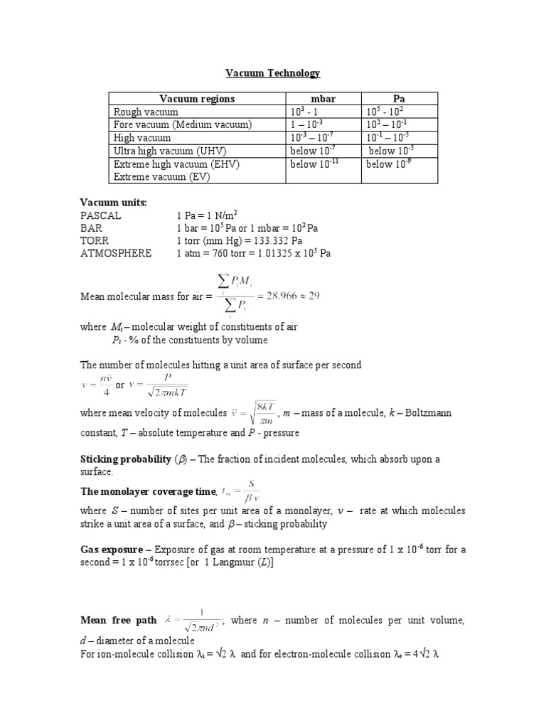 Vacuum Technology | PDF | Pressure Measurement | Vacuum