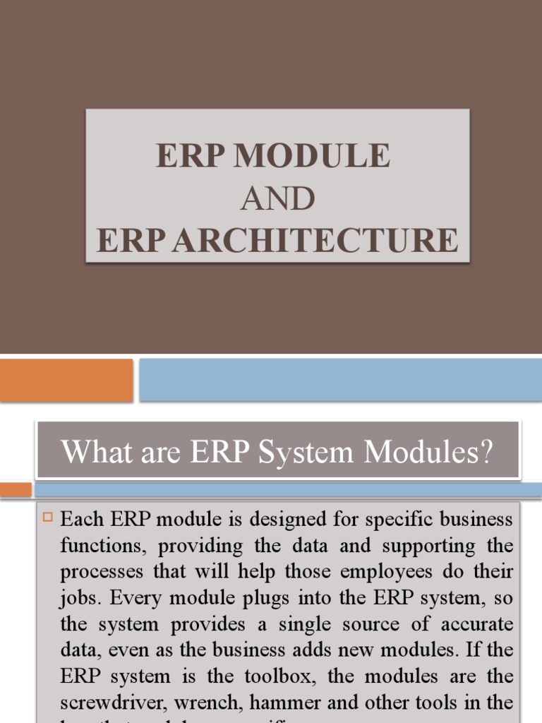 Overview of ERP System Modules | PDF | Inventory | Enterprise Resource ...