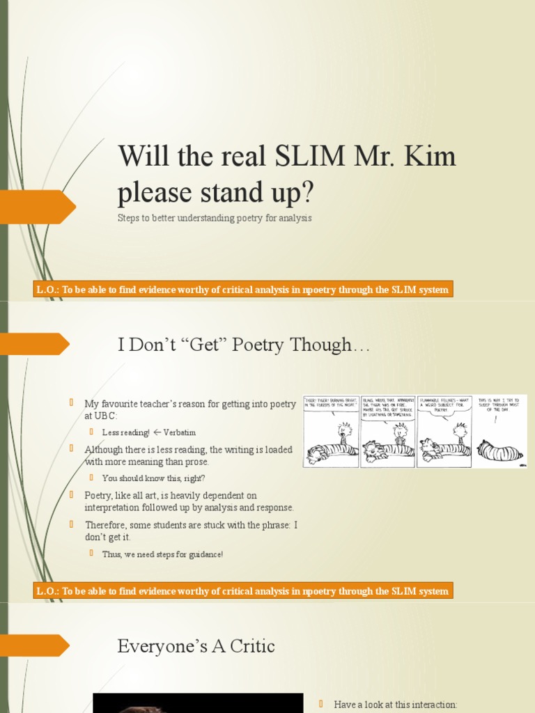 Guidance for Understanding Poetry: An Introduction to the SLIM Method ...