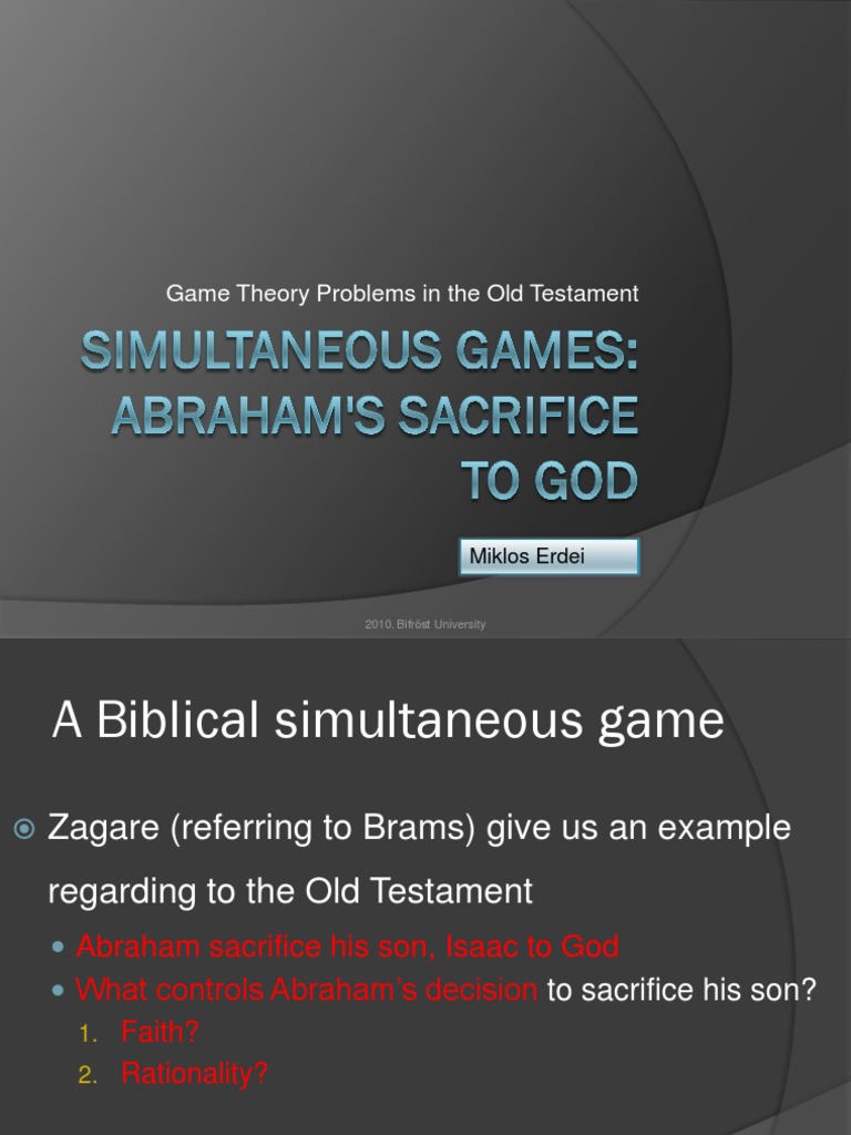 Game Theory Problems in The Old Testament: Miklos Erdei | PDF | Abraham ...