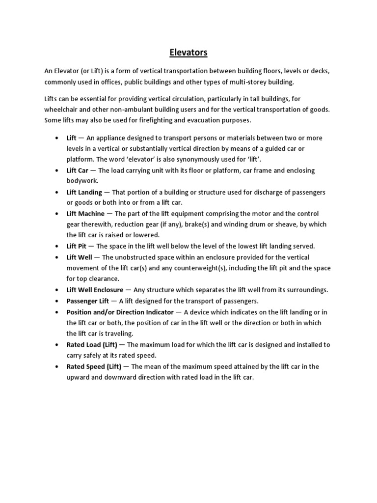 Lift Notes | PDF | Elevator | Machines