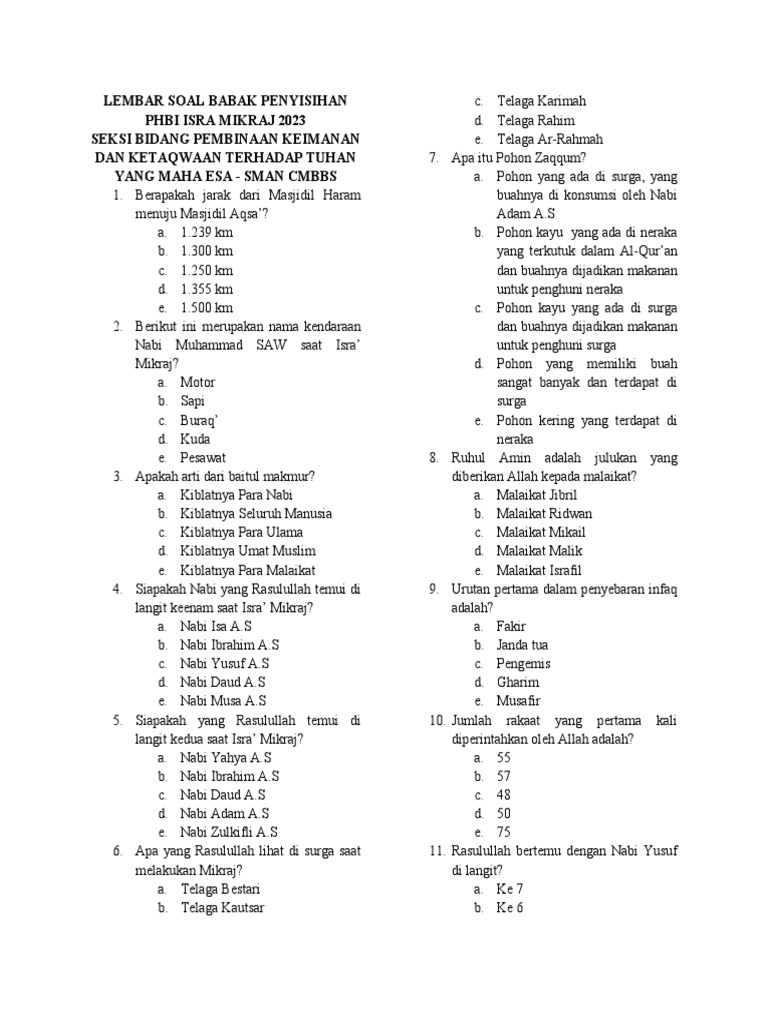 Kumpulan Soal LCC Pai | PDF
