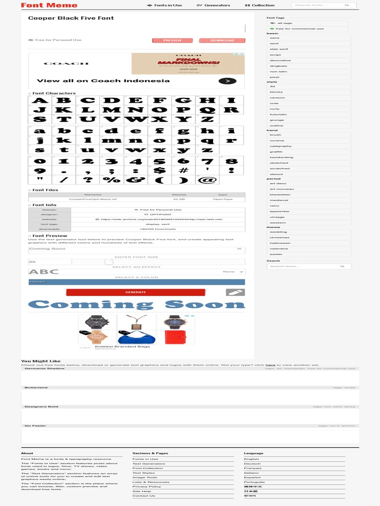 Cooper Black Five Font Download | PDF | Typefaces | Serif