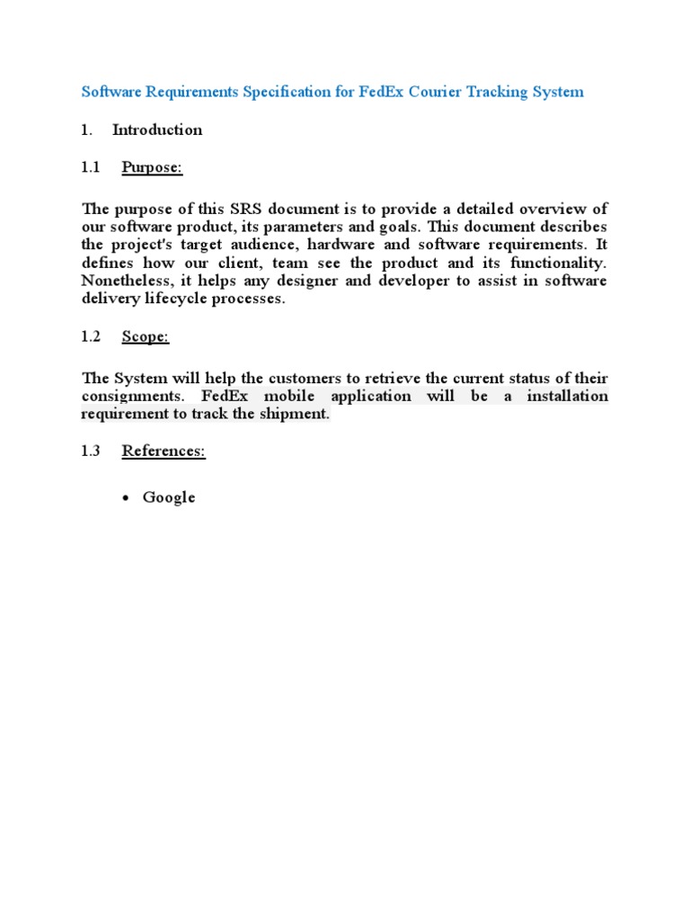 Software Requirements Specification For Online Courier Tracking System | Download Free PDF ...