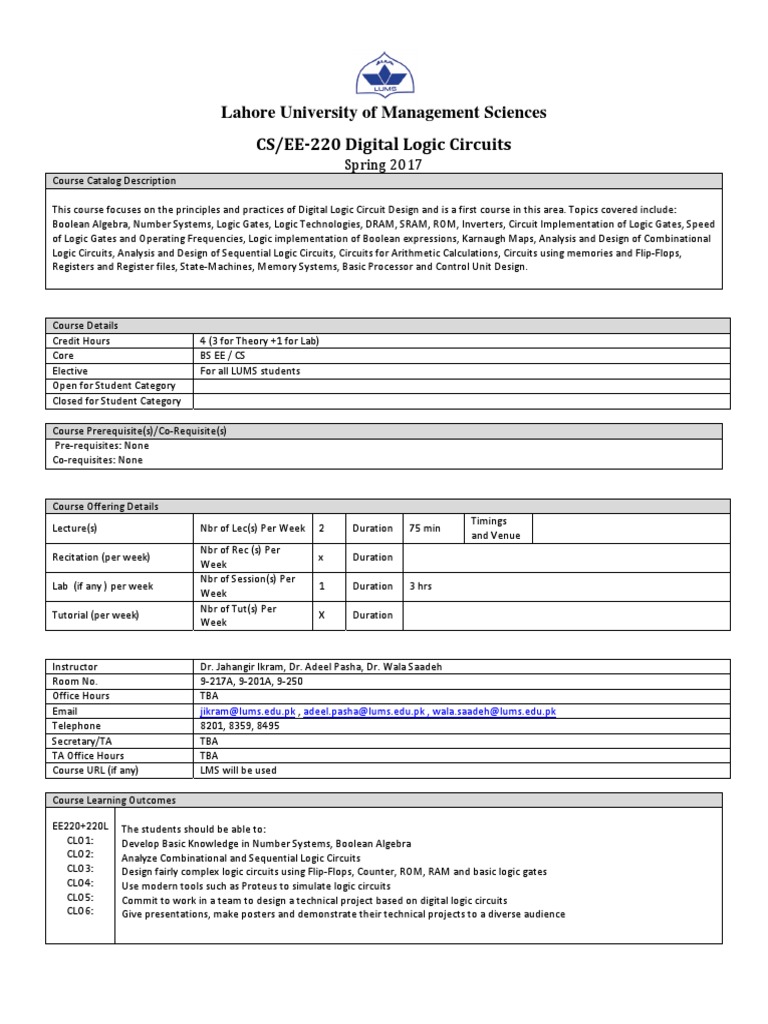 CS EE 220-Digital Logic Circuits-Jahangir Ikram-Adeel Pasha-Wala Saadeh ... CS EE 220-Digital Logic Circuits-Jahangir Ikram-Adeel Pasha-Wala Saadeh ...