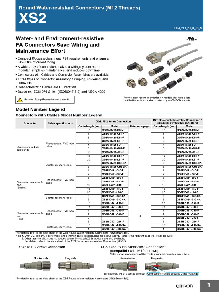 x800 xs2 Water-Resistant Connectors m12 Datasheet en | Download Free ...