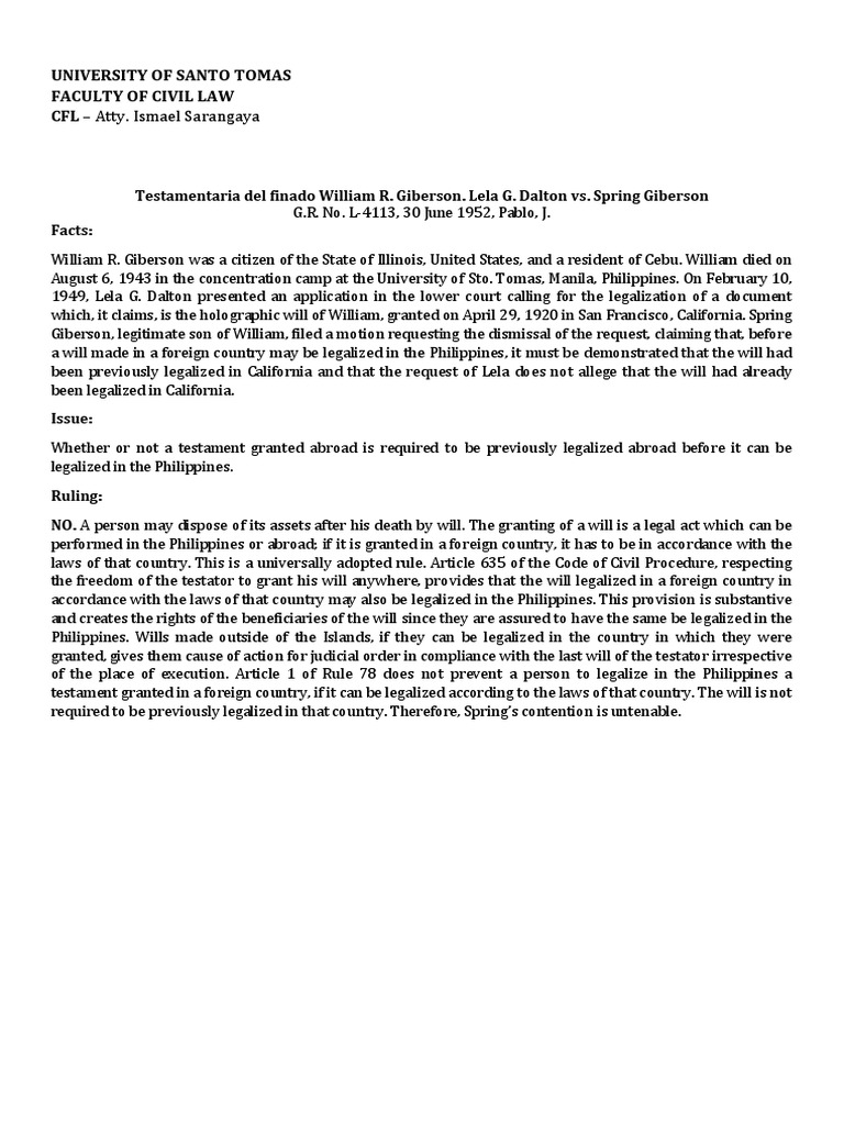 Dalton v. Giberson Will Legalization | PDF