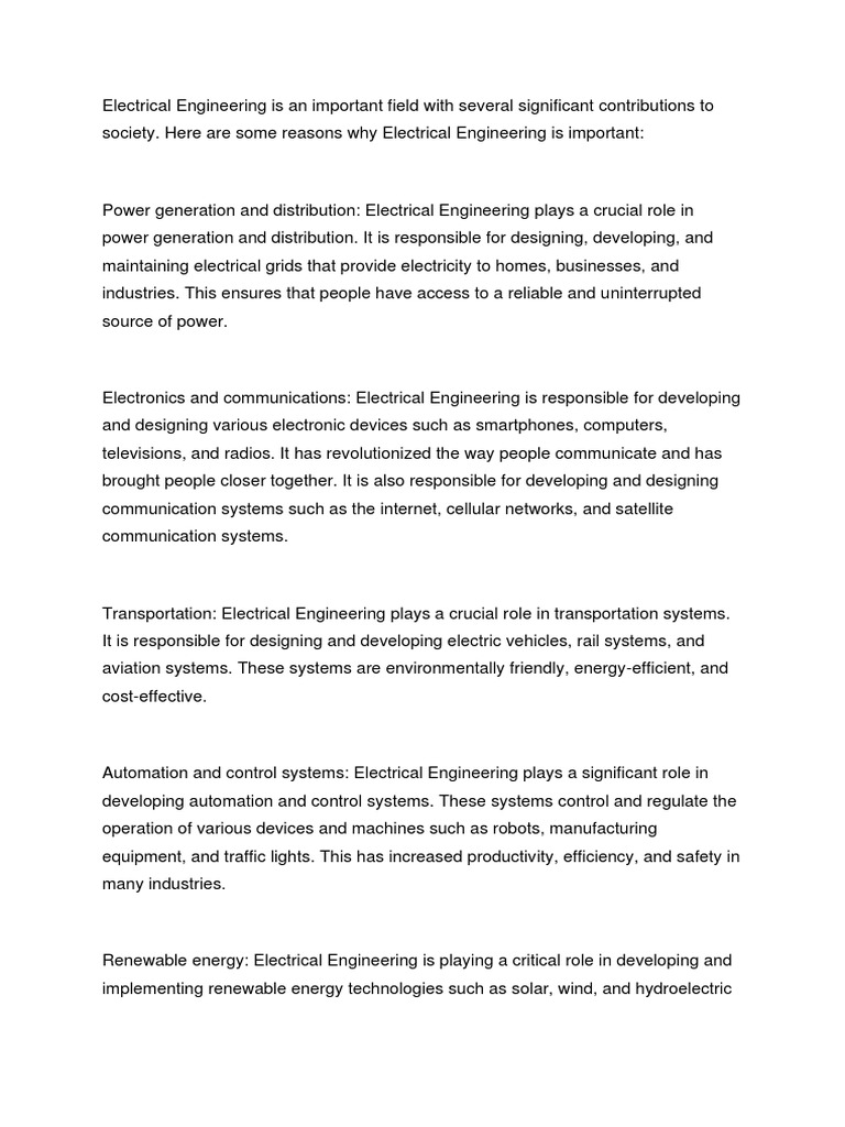 Why Electrical Engineering Is Important | PDF