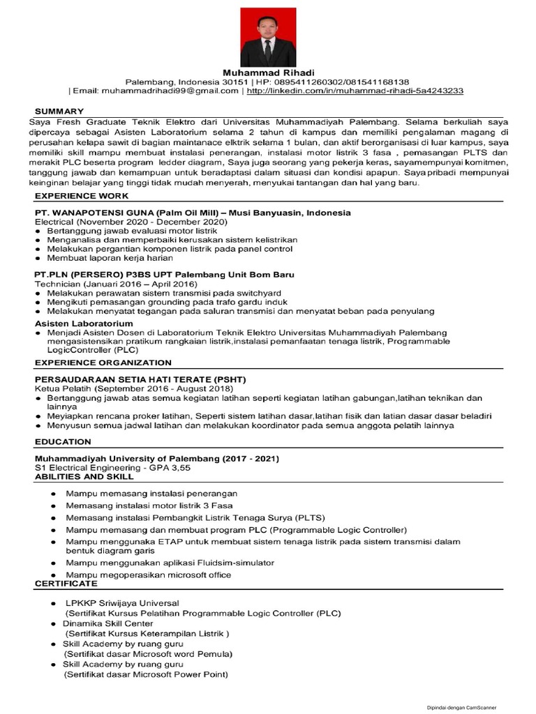 CV Muhammad Rihadi Compressed | PDF