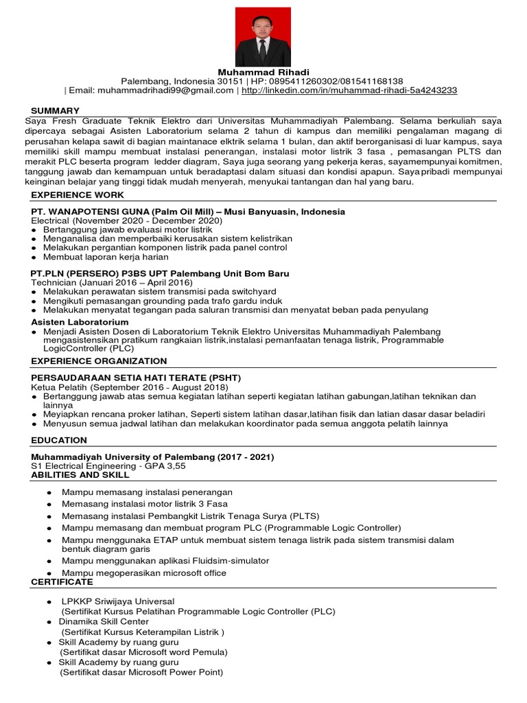 CV Muhammad Rihadi | PDF