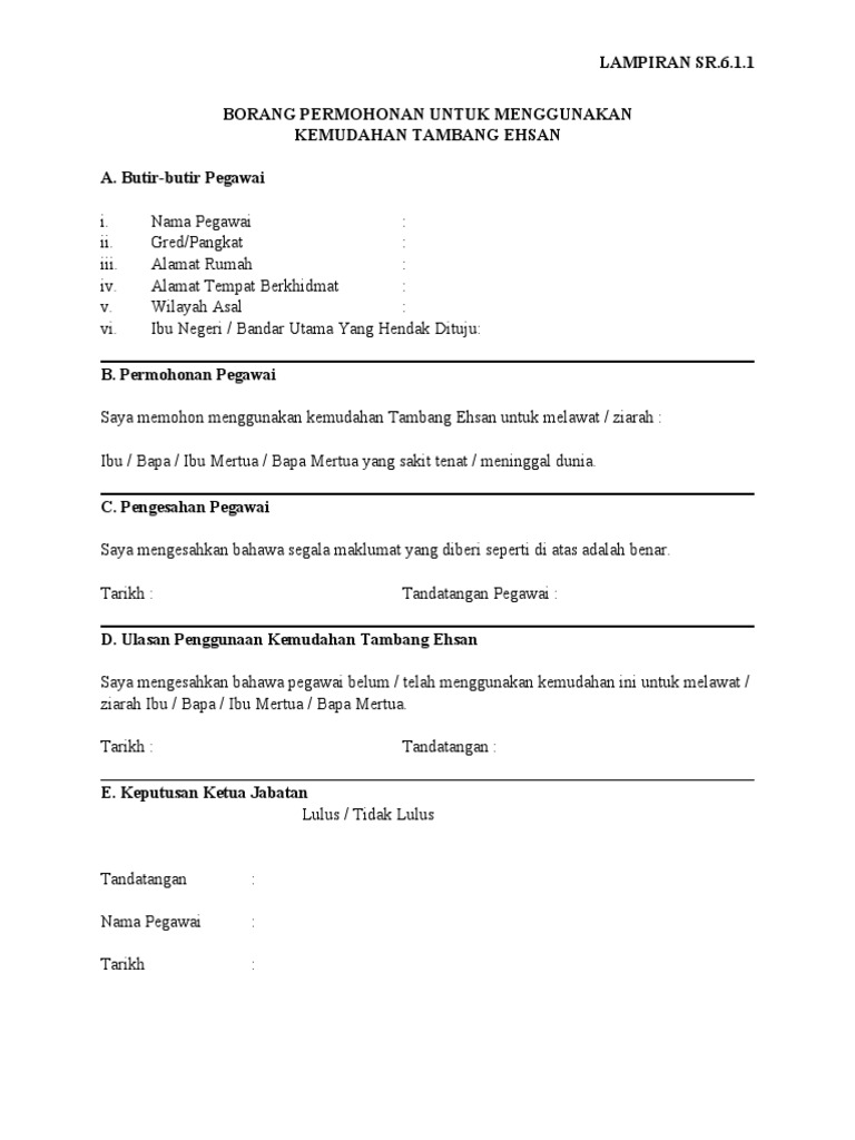 Borang Tambang Ehsan | PDF