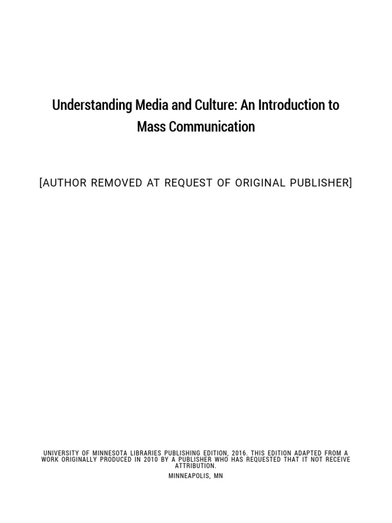GC115-Understanding-Media-and-Culture-An-Introduction-to-Mass-Communication 1 | PDF | Mass Media ...