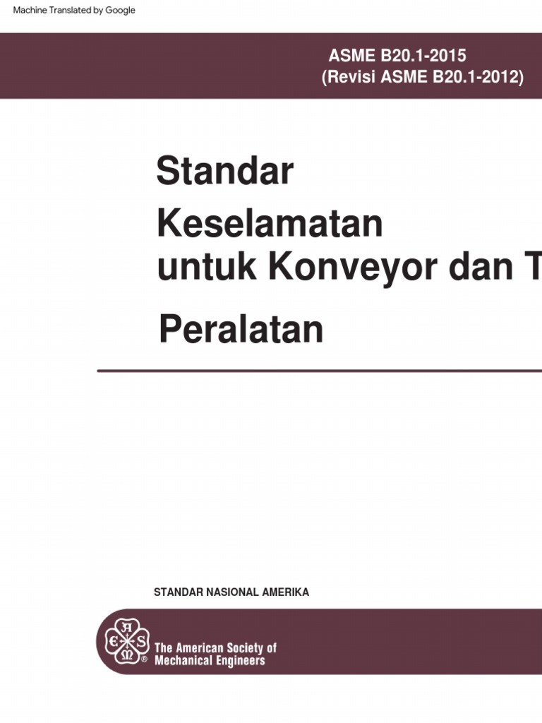 Asme B20.1 - Safety Standard For Conveyors and Related Equipment (2015) | PDF
