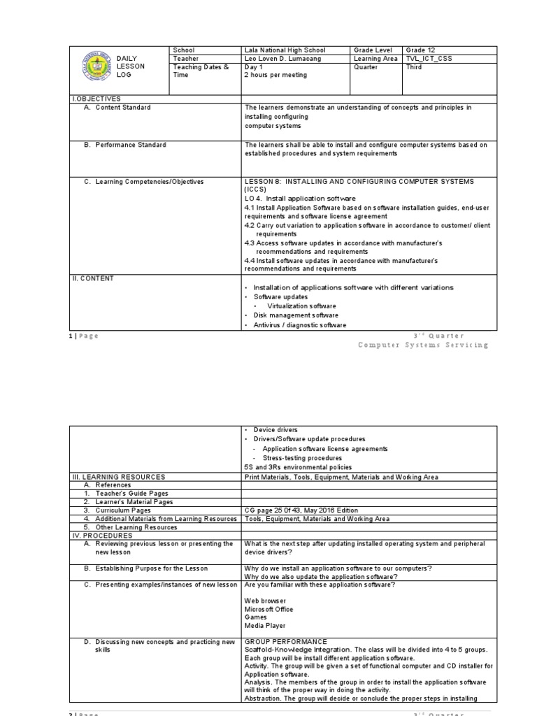 CSS - 2nd Sem - 1st Quarter - DLL | PDF | Teachers | Virtualization