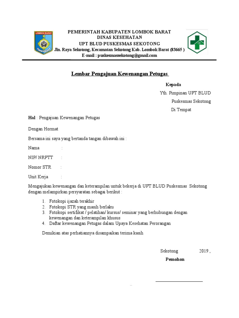 Lembar Pengajuan Kewenanganan Petugas | PDF Lembar Pengajuan Kewenanganan Petugas | PDF