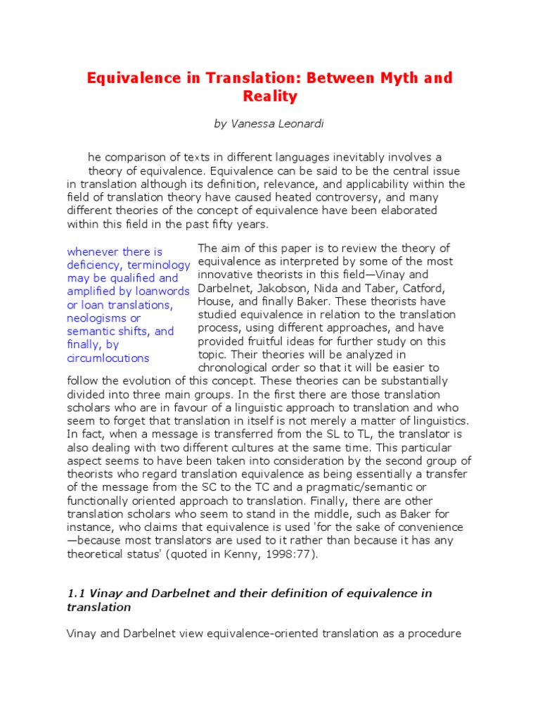 Equivalence in Translation | PDF | Translations | Word
