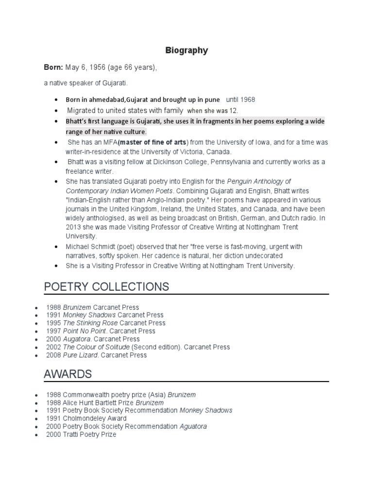 Sujata Bhutt Poem | Download Free PDF | Poetry | First Language