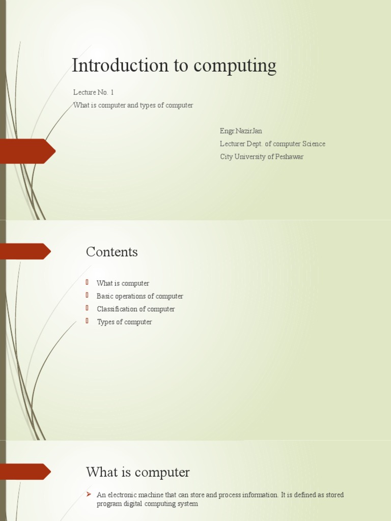 Lecture-1-Introduction To Computing | PDF | Computer Data Storage | Input/Output