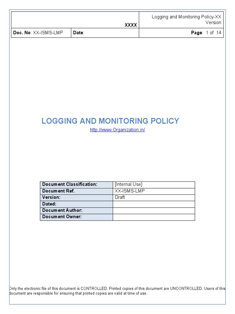 Logging and Monitoring Policy-XX Version | PDF | Information Security ... Logging and Monitoring Policy-XX Version | PDF | Information Security ...