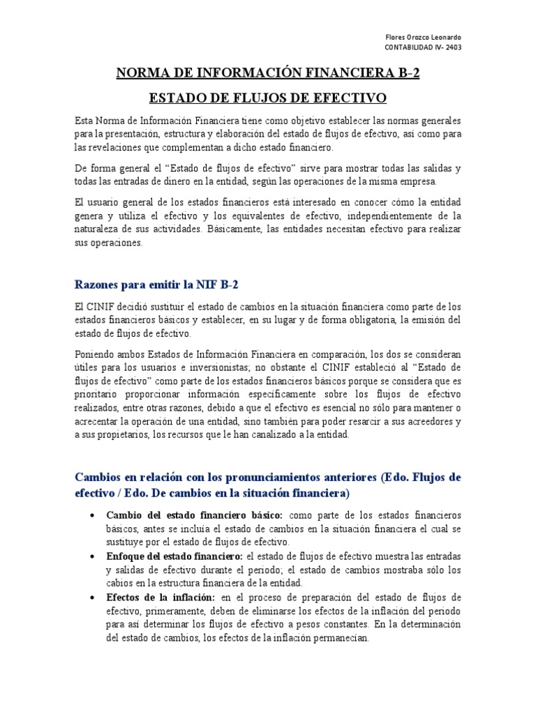 NIF B-2: Estado de Flujos de Efectivo | PDF | Estado financiero ...