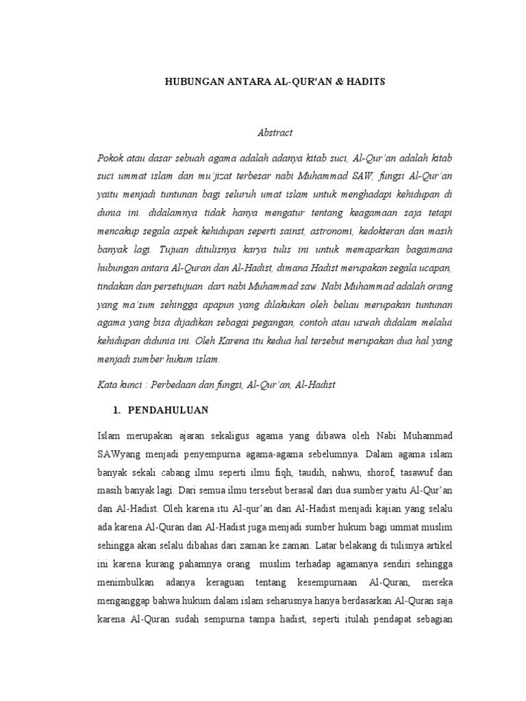 Al-Qur'an Hadis | PDF | Agama & Spiritualitas