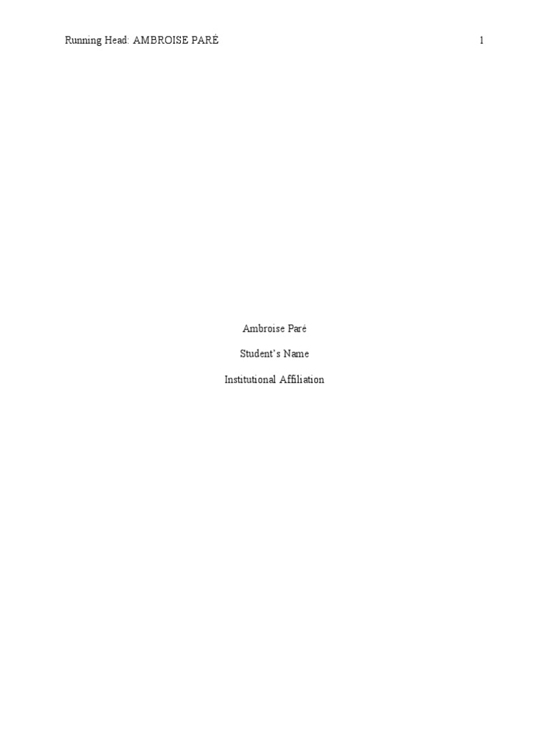 Ambroise Paré | PDF | Medicine | Clinical Medicine