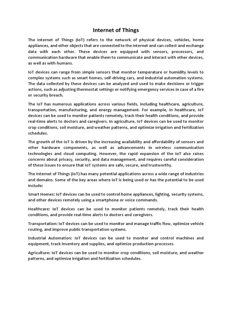 Internet of Things - Reflection | PDF | Internet Of Things | Computing