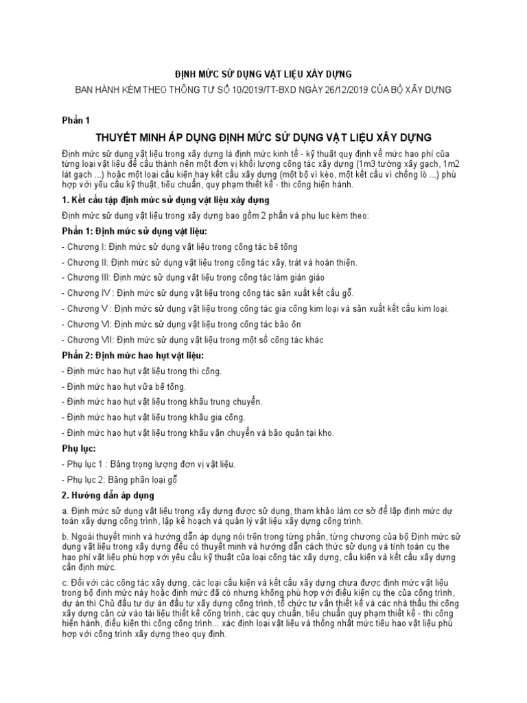 Dinh Muc Su Dung VLXD | PDF