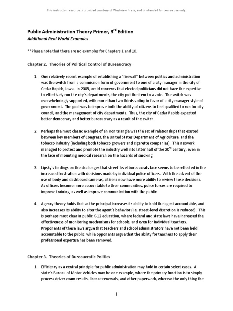 Public Administration Theory Primer Examples | PDF | Governance ...
