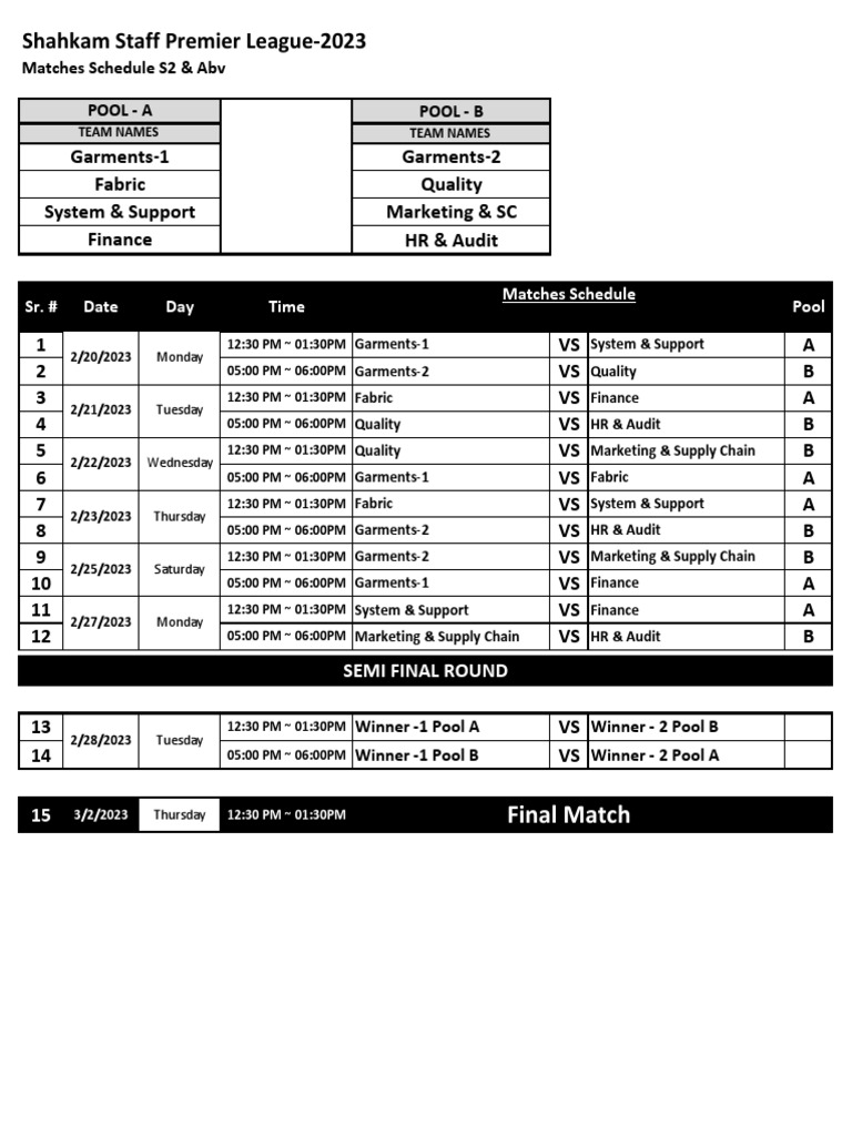 SPL Matches Schedule-2023 | PDF