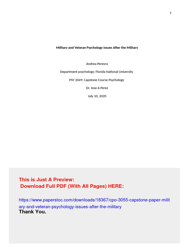 Military Veteran Psychology Challenges | PDF | Psychological Trauma ...