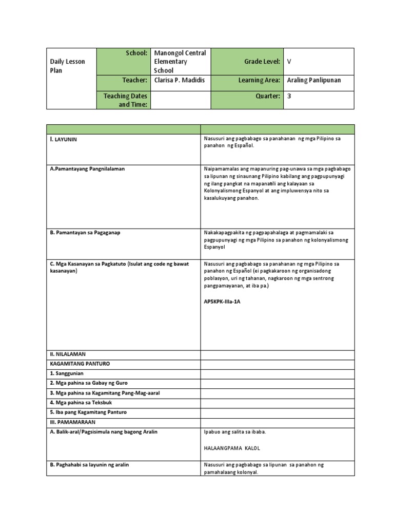 Daily Lesson PlanAPWEEK1Day2 | PDF