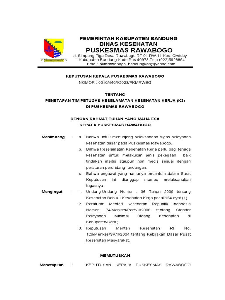 Tim K3 Puskesmas Rawabogo 2023 | PDF | Kesehatan Holistik | Teknologi ...