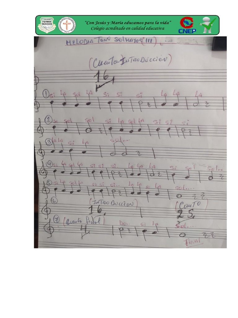 Partitura Musical Mi Perú Querido Iv Unidad Pdf