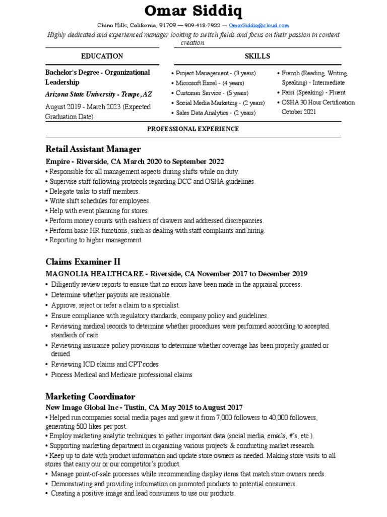 Omar Siddiq Resume Nov | PDF | Social Media | Popular Culture & Media ...