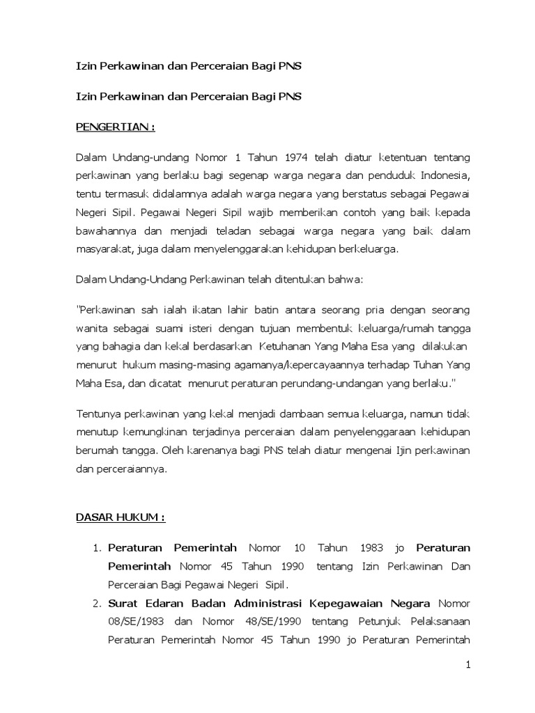 Izin Perkawinan & Perceraian PNS | PDF