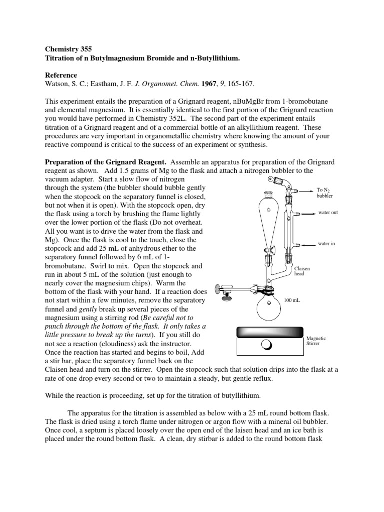 Titration Grignard and BuLi | PDF | Titration | Chemistry